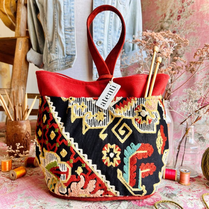 Sew Crewel Tall Caddy | Atenti Knitting Project Bags